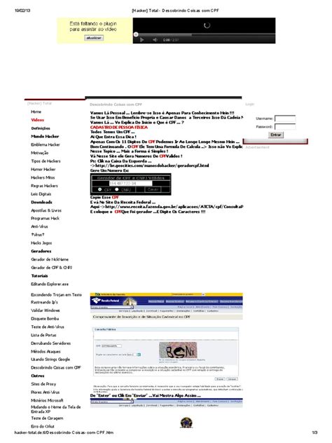 Hacker Total Descobrindo Coisas Com Cpf Pdf Vírus De Computador Exploits De Segurança