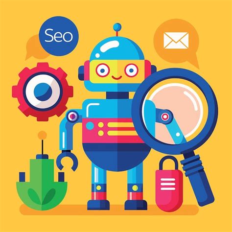 Un Robot Azul Con Una Lupa Y Una Lupa Vector Premium Generado Con Ia