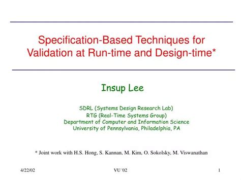 Ppt Specification Based Techniques For Validation At Run Time And Design Time Powerpoint