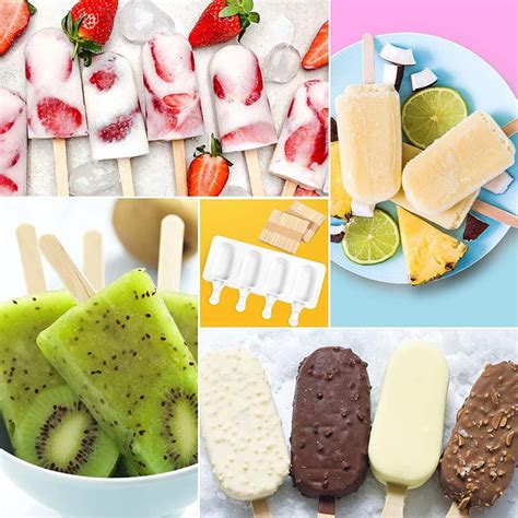 Силиконова форма за сладолед Salestore Ro с 4 отделения място за дървени пръчици Овална форма