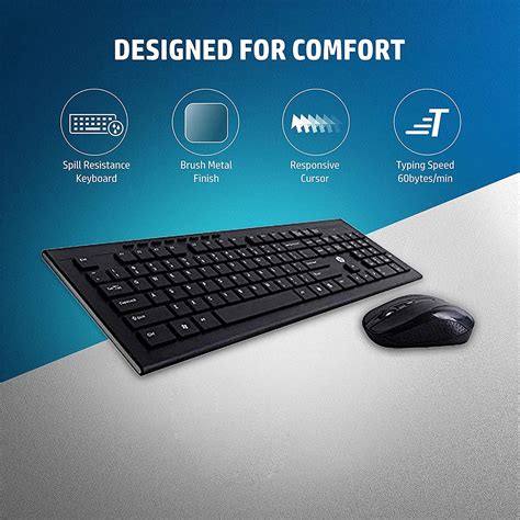 Hp Usb Wireless Spill Resistance Keyboard And Mouse Combo With 10m Working Range 2 4g Wireless