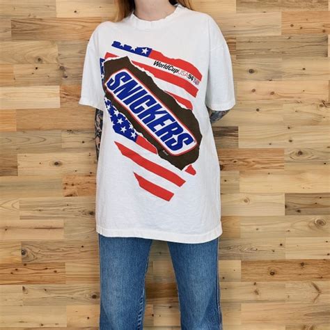 1994 Vintage World Cup Usa Soccer Snickers Tee Shirt Gem