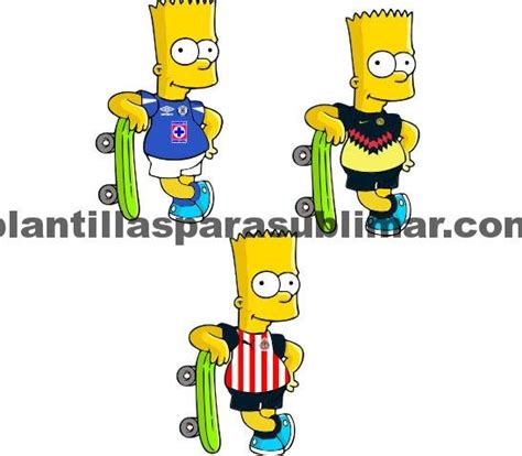 Bart Los Simpson Chivas América Cruz Azul Plantillas Para Sublimar