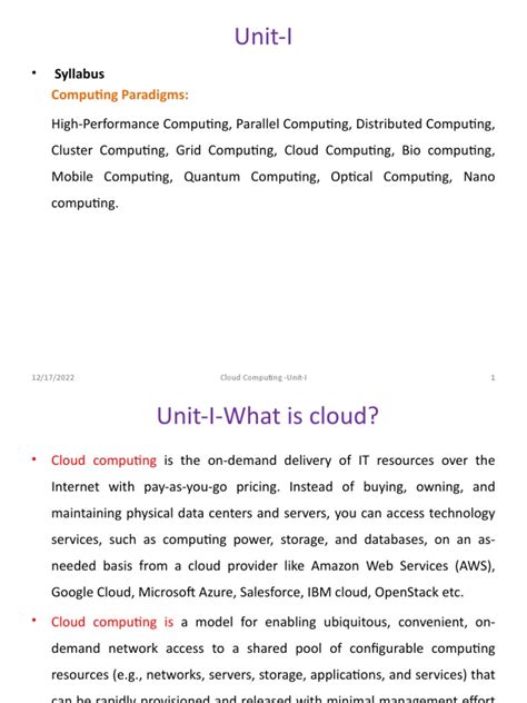 Cloud Computing Unit 1 Pdf Cloud Computing Grid Computing