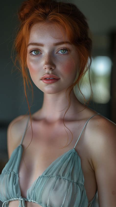 Ethereal Beauty Portrait Of A Red Haired Woman With Mesmerizing Gaze