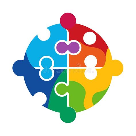 Colorful Puzzle Pieces Forming A Circle Teamwork Collaboration And