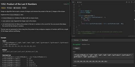 1352 Product Of The Last K Numbers Dev Community