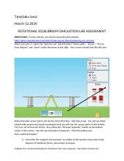 Understanding Rotational Equilibrium Lab Simulation Conditions Course Hero
