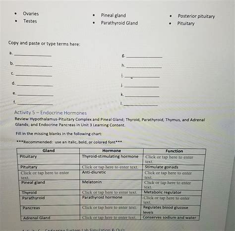 Solved Activity Endocrine Organs Review The Endocrine Chegg