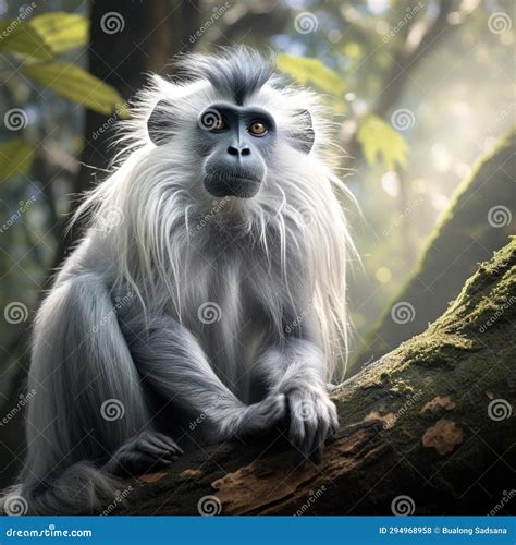 Silvery Lutung Trachypithecus Cristatus In Bako National Park Borneo Made With Generative Ai