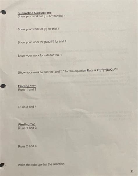 Solved Lab 4 Rate Laws Use Of Initial Rate Method To