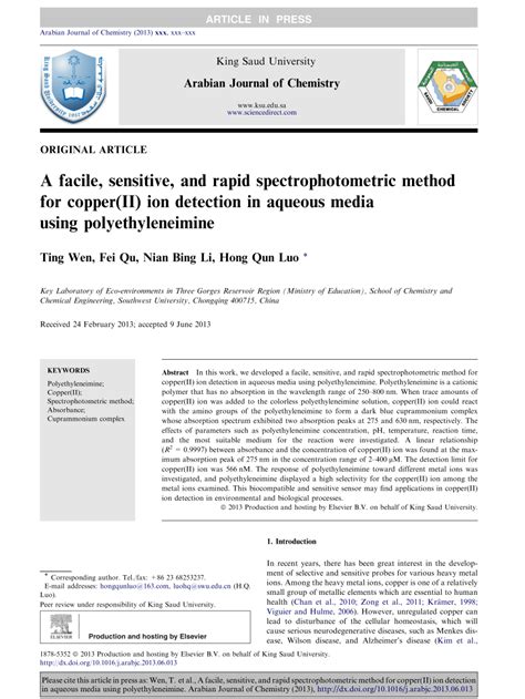 Pdf A Facile Sensitive And Rapid Spectrophotometric Method For