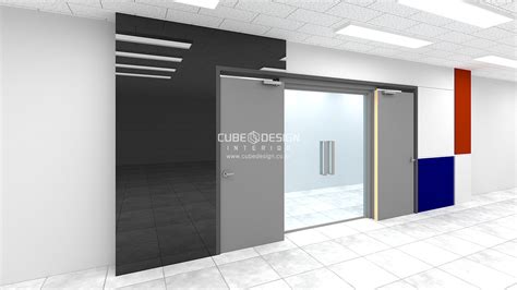 오피스 입구 파사드 디자인 큐브디자인