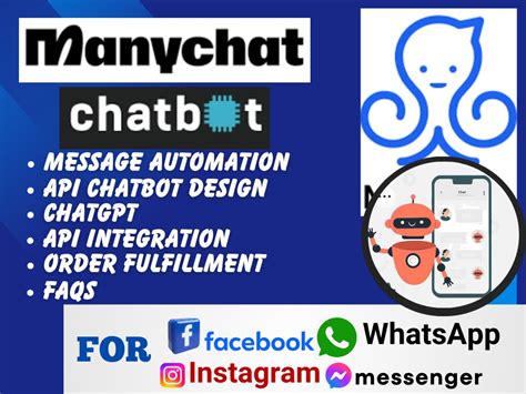 manychat chatgpt ai chatbot for instagram facebook messenger whatsapp api upwork