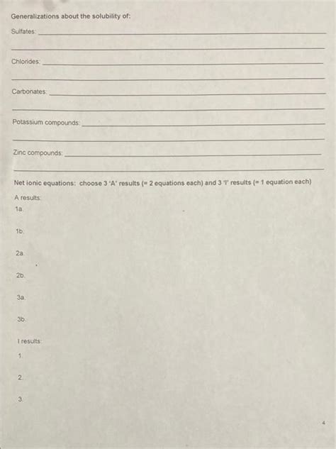 Solved Experiment 18 ION IDENTIFICATION BY SOLUBILITY Chegg Com