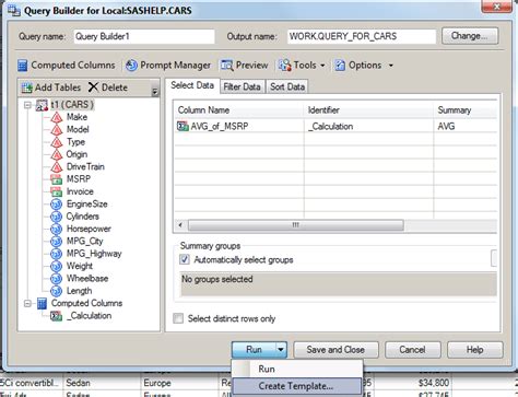 Building An Sql Subquery In Sas Enterprise Guide Proc