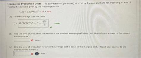 Solved Minimizing Production Costs The Daily Total Cost In Chegg
