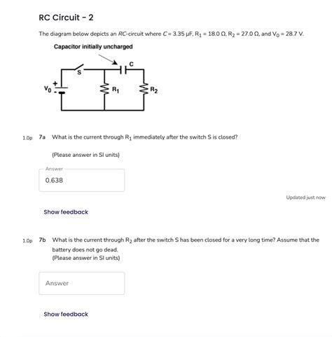 Solved RC Circuit 2The Diagram Below Depicts An RC Circuit Chegg Com