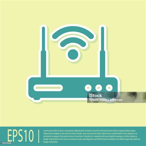 녹색 라우터와 와이파이 신호 기호 아이콘 노란색 배경에 고립 무선 이더넷 모뎀 라우터 컴퓨터 기술 인터넷 평면 디자인입니다 벡터 일러스트 0명에 대한 스톡 벡터 아트 및
