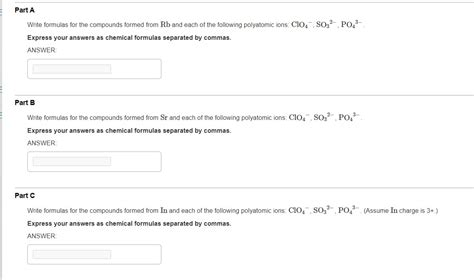 solved part awrite formulas for the compounds formed from rb