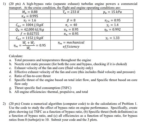 Solved 20 Pts A High Bypass Ratio Separate Exhaust
