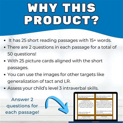 Aba Verbal Behavior Advanced Intraverbal Assessment Level 3 Reading Comprehension Printable