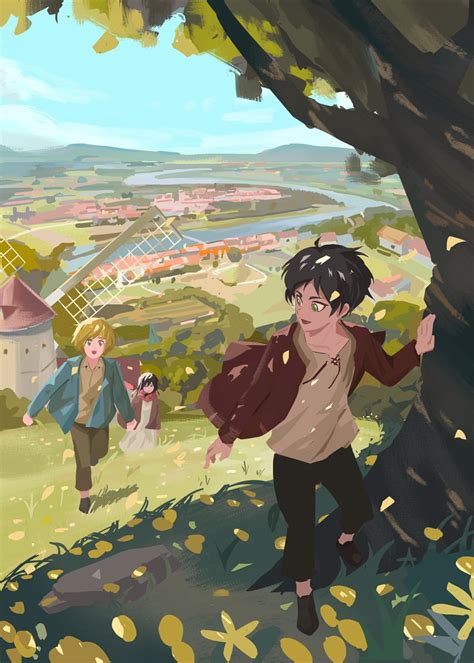 Mikasa Ackerman Eren Yeager And Armin Arlert Shingeki No Kyojin Drawn By Zb Relic Danbooru