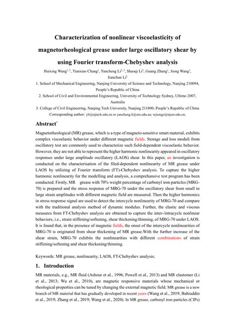Pdf Characterization Of Nonlinear Viscoelasticity Of