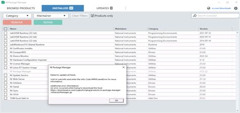 An Error Occurred While Installing A Package Ni Mswebview2 Error Ni