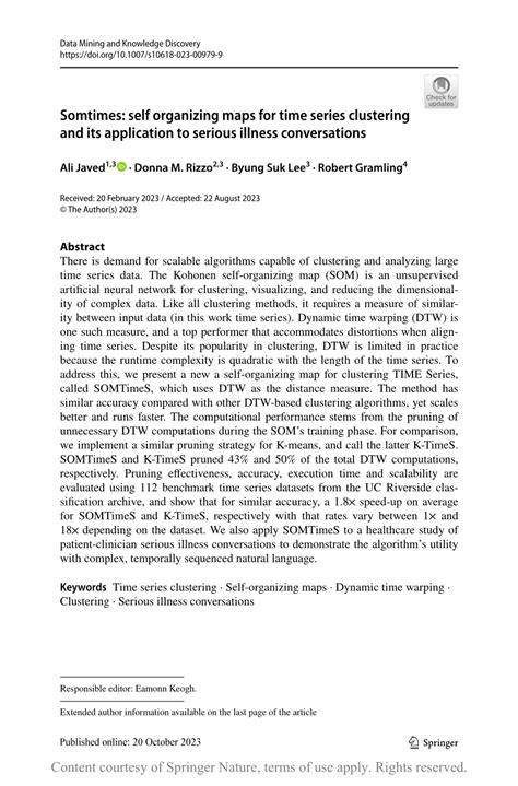 Pdf Somtimes Self Organizing Maps For Time Series Clustering And Its
