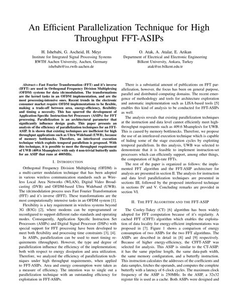 Pdf An Efficient Parallelization Technique For High Throughput Fft Asips