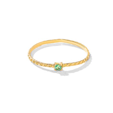 خرید آنلاین انگشتر طلا پیچ تک نگین سبز گالری پرسته