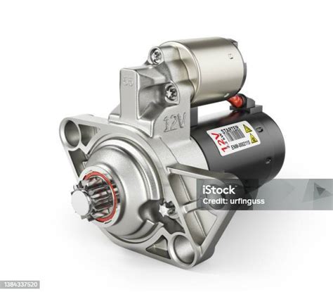 흰색 배경에 고립 된 자동차 스타터 3d 일러스트레이션 3차원 형태에 대한 스톡 사진 및 기타 이미지 3차원 형태 Brand Name Domestic Car 강철