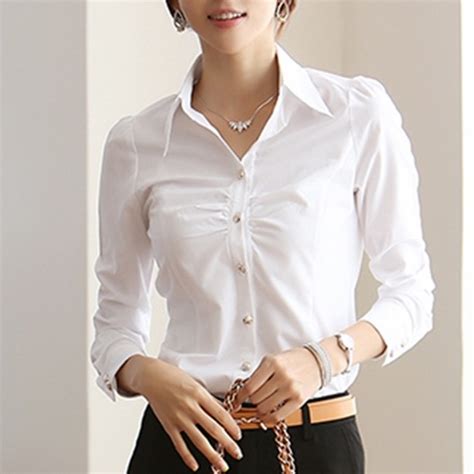New White Shirt Womens Long Sleeve Slim Shirt Plain Shopee Malaysia
