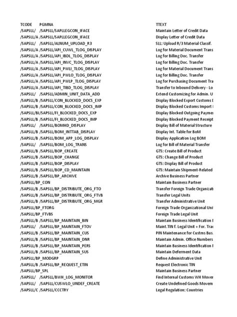 Tcode Gts Pdf Customs Supply Chain Management