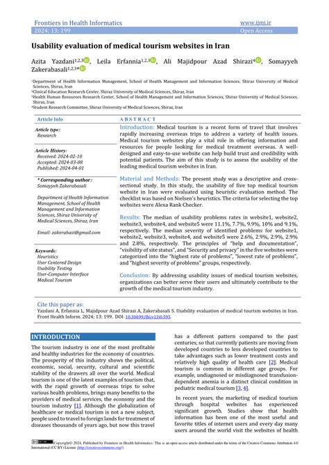 Pdf Usability Evaluation Of Medical Tourism Websites In Iran