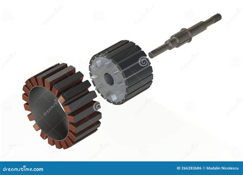 Stator And Rotor For Electric Generator Exploded View 3d Rendering Stock Illustration