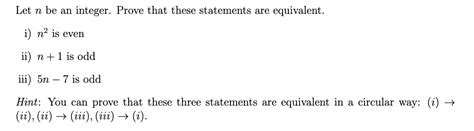 Solved Let N Be An Integer Prove That These Statements Are Chegg