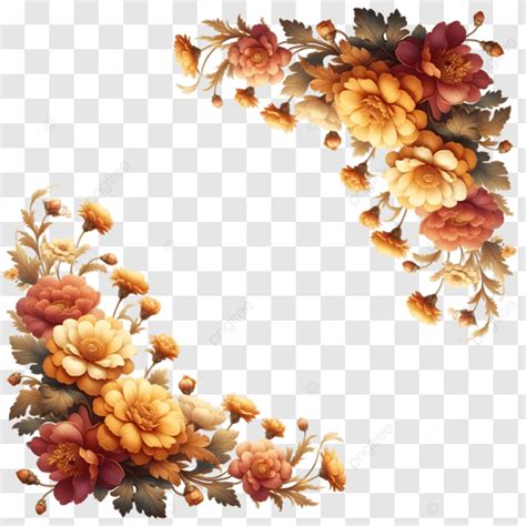 금잔화 꽃 양쪽 모서리 테두리 금잔화 꽃 양쪽 모서리 테두리 국경 금잔화 꽃 Png 일러스트 및 이미지 에 대한 무료 다운로드 Pngtree