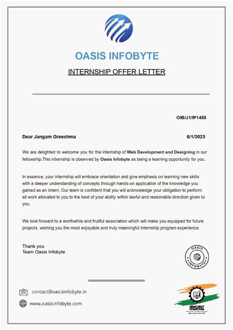 jangam greeshma on linkedin connections internship oasisinfobyte webdesign