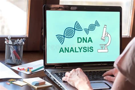 Dna Analysis Concept On A Laptop Screen Stock Image Image Of Microscope Gene