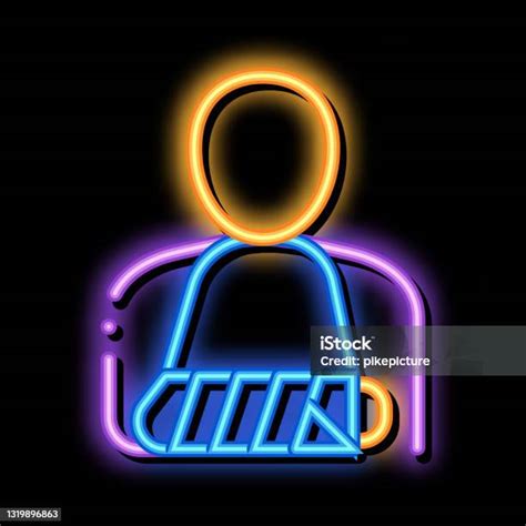팔 지섬 붕대 남자 실루엣 네온 글로우 아이콘 일러스트 0명에 대한 스톡 벡터 아트 및 기타 이미지 0명 개선 건강관리와