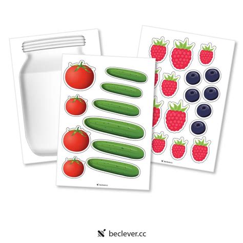 Наклейки консервы Аппликация консервирование овощей и ягод