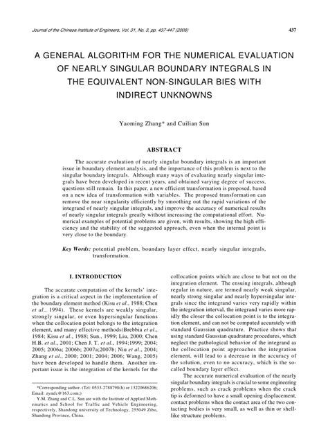 Pdf A General Algorithm For The Numerical Evaluation Of Nearly