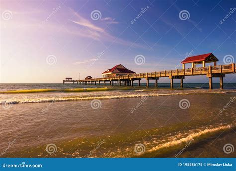 Pier 60 At Sunset On A Clearwater Beach In Florida Stock Image Image