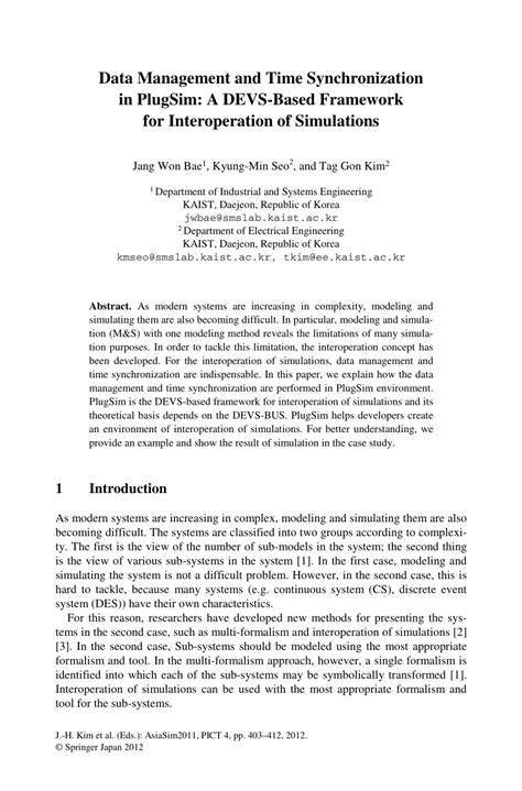 pdf data management and time synchronization in plugsim a devs based