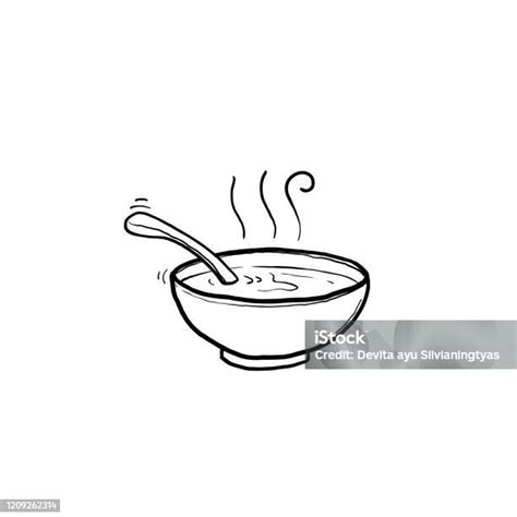 뜨거운 수프 손 그린 낙서 아이콘의 그릇입니다 된 장 국 벡터 스케치 일러스트 만화 수프에 대한 스톡 벡터 아트 및 기타 이미지 수프 그리기 보울 Istock