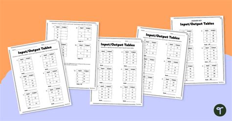 Input Output Tables Worksheet Set Teach Starter
