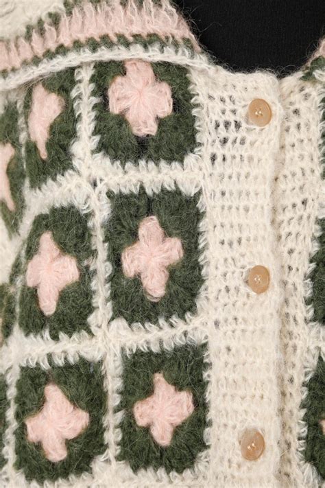 Jacquard Knitted Cardigan In Mohair And Wool Schiaparelli Circa 1970s