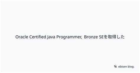 Oracle Certified Java Programmer Bronze Seを取得した Ebisen Blog